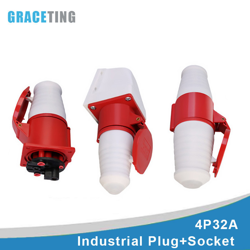 ★1Set 32 AMP 4 Pin Industrial Site Plug & Socket IP44 Male/Female ...