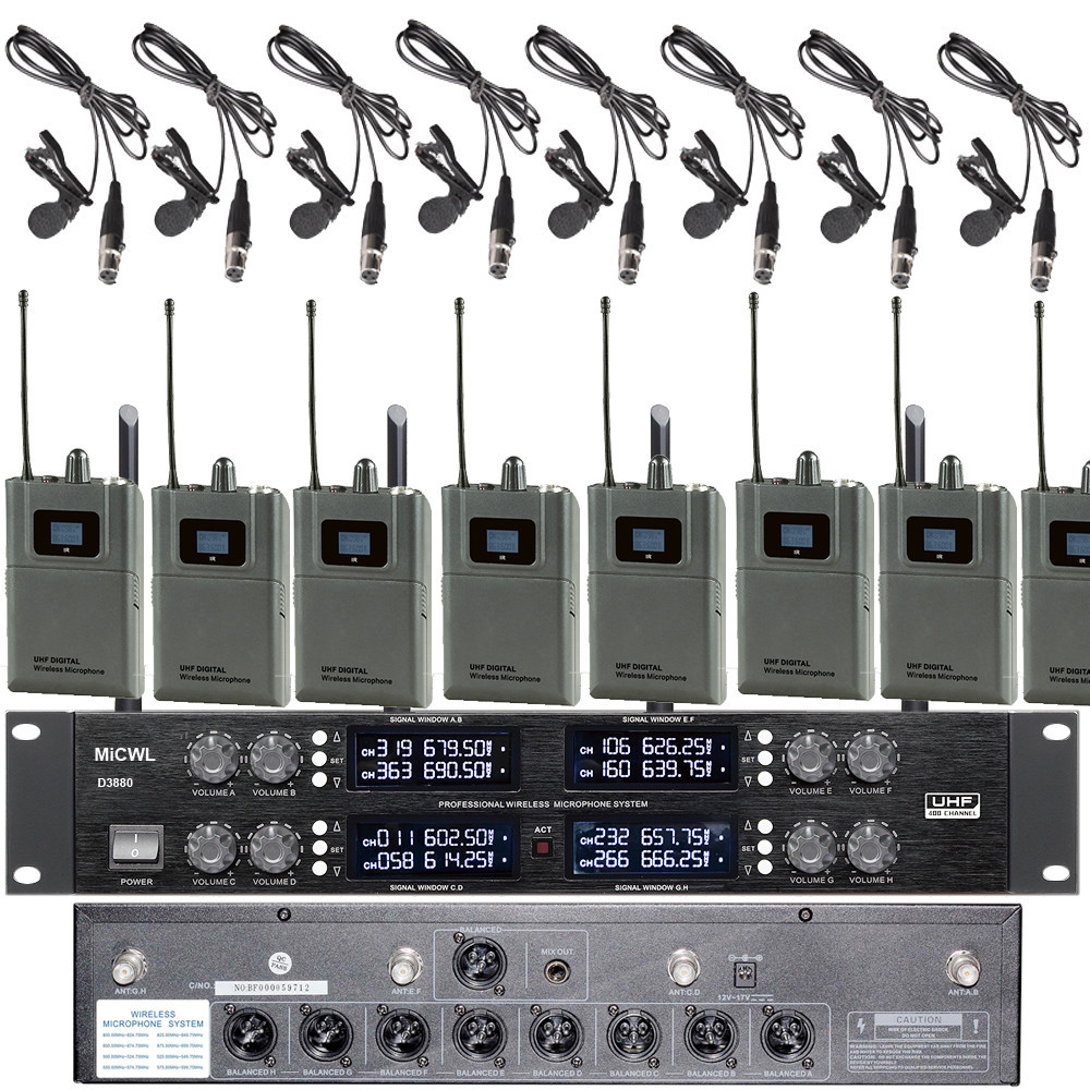⚡MiCWL D3880 Professional Wireless Microphone UHF 8 Channel 8 Radio ...