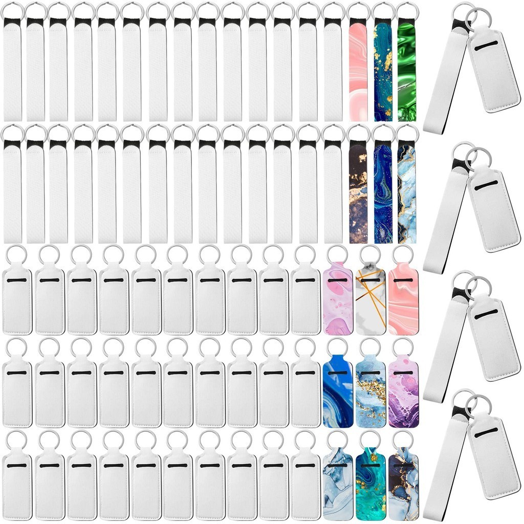 20Pcs Sublimation Blank Wristlet Keychains with Lipstick Holder DIY ...