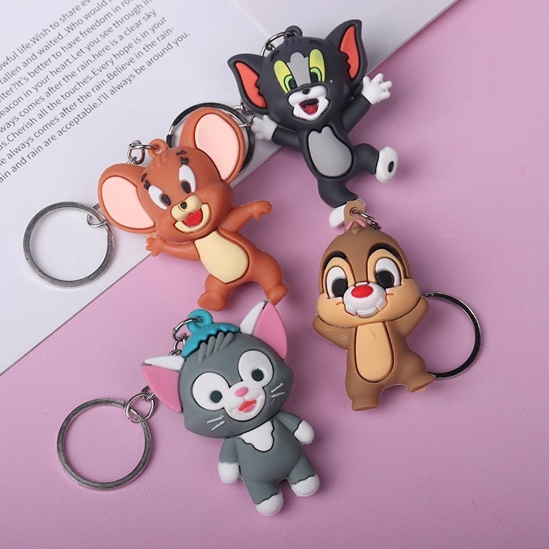 Cute 3D Cat Mouse Keychain Cartoon Key Accessories Animal Resin Doll Bag Pendant Stylish Men ...