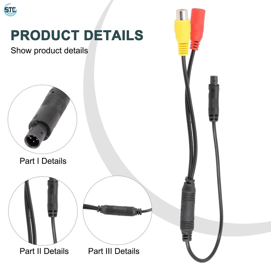 Car Reverse Camera-Connector Cable With 4 Pin Male To RCA Female ...