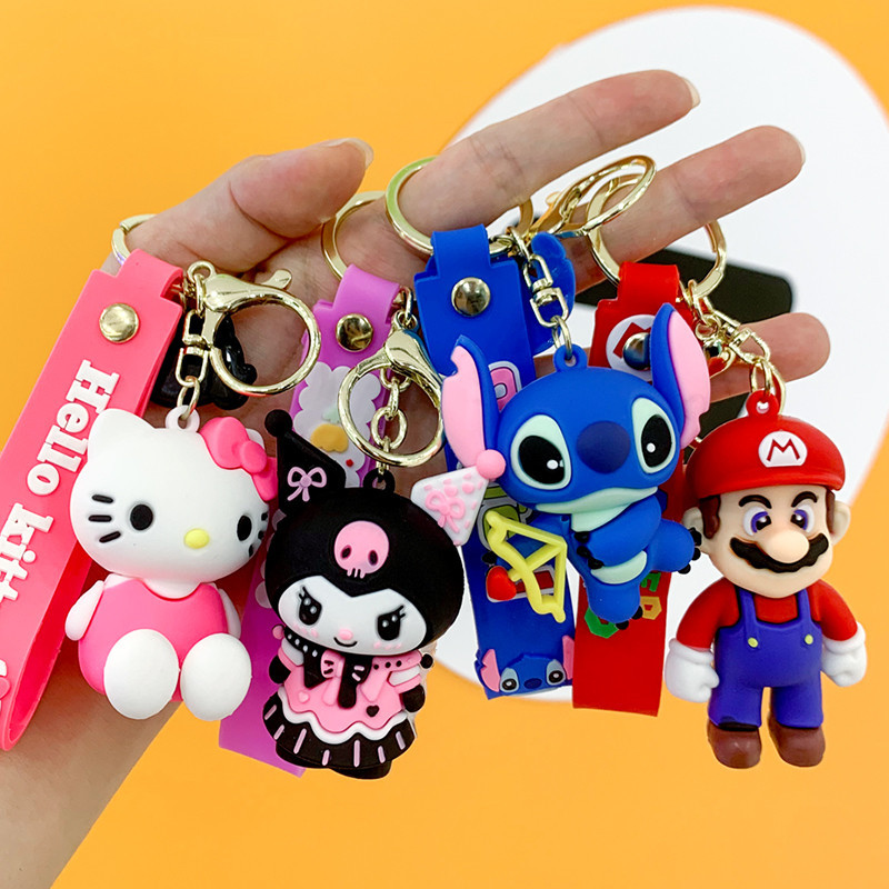 27 Styles Super Mario&Stitch Disney Keychain Mario Bros Sanrio Hello ...