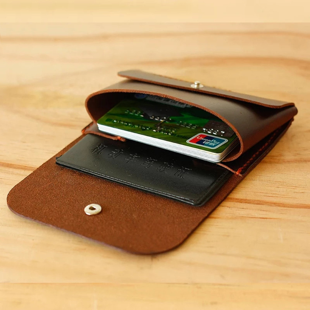 ~DIY leather craft small wallet name card holder wire organize coin bag ...