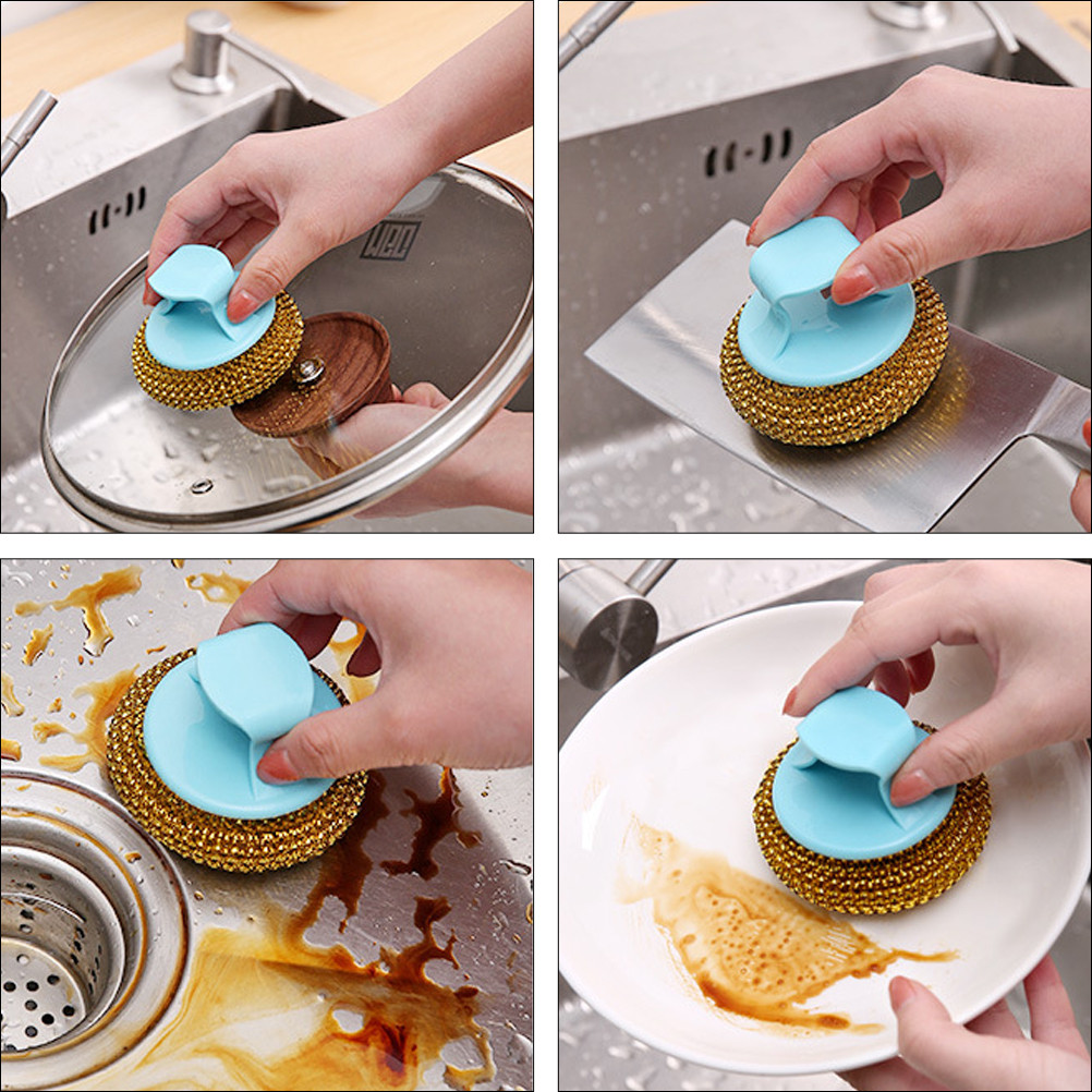 10 Pcs Scrubber Cleaning Ball Brush Metal Scrubbing Scouring Pad Steel ...