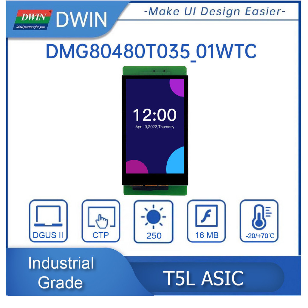 DWIN 3.5 Inch LCD Module 800*480 Display Monitor HMI/UART RS232 Connect ...