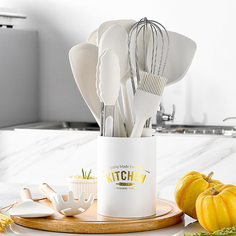 ⚖Kitchen Cooking Utensils Set Silicone Non-Stick Spatula Ladle Egg ...