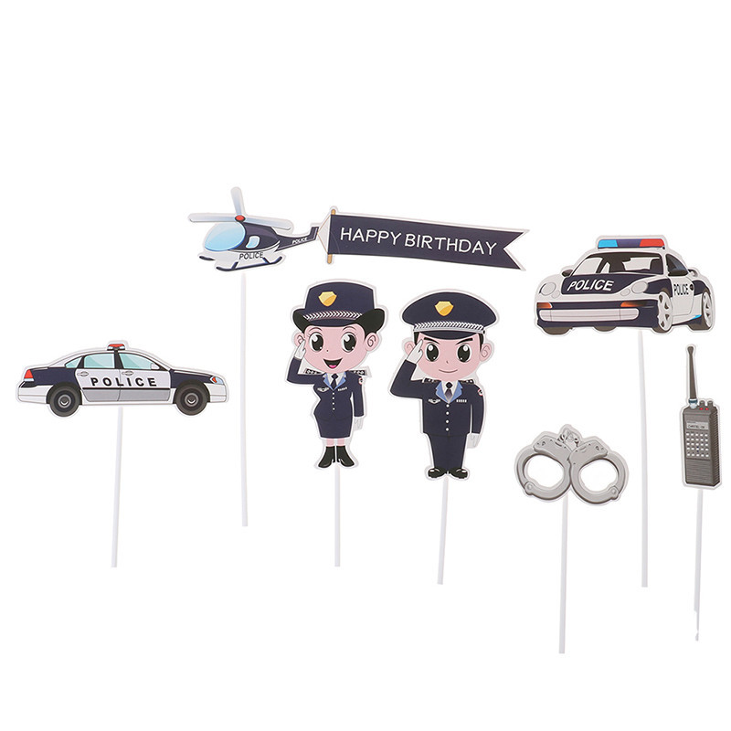๑Cartoon Policeman Policewoman Police Car Plane Handcuffs Birthday ...