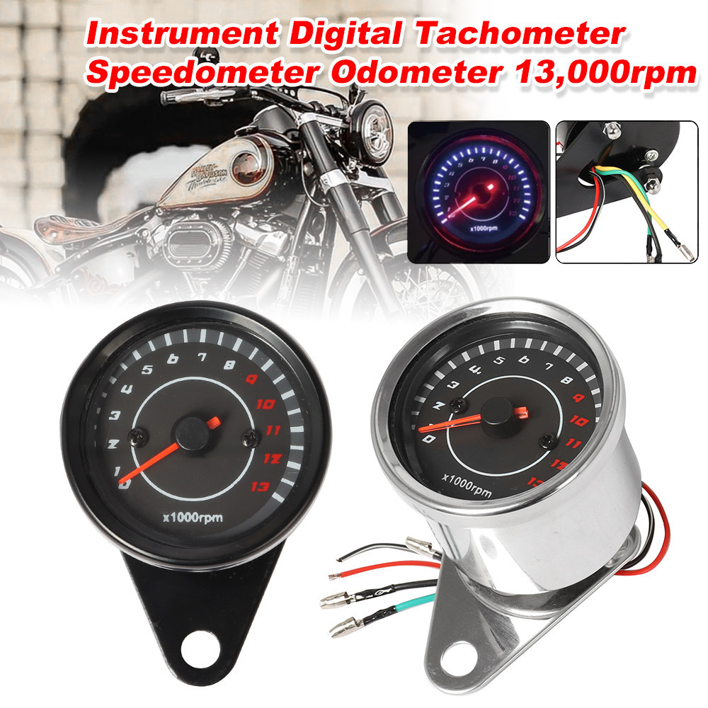 유DC 12V Universal Motorcycle Tachometer Electronic Tach Meter ...