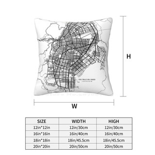 ☏Black And White Map Of Cali Valle Del Cauca Colombia Pillow Cover Hug ...