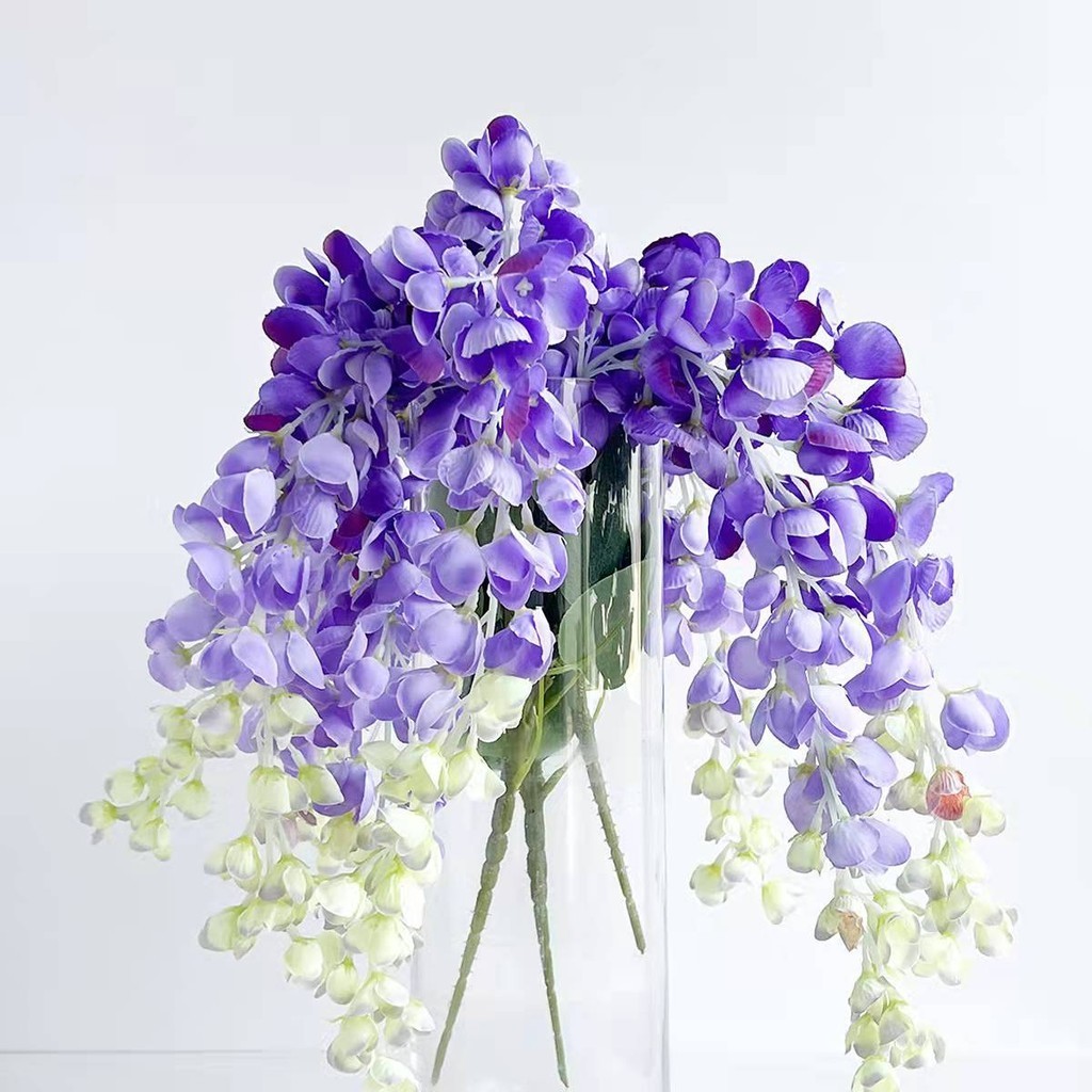 55cm 3Heads artificial wisteria flower bean flower rattan wedding table ...