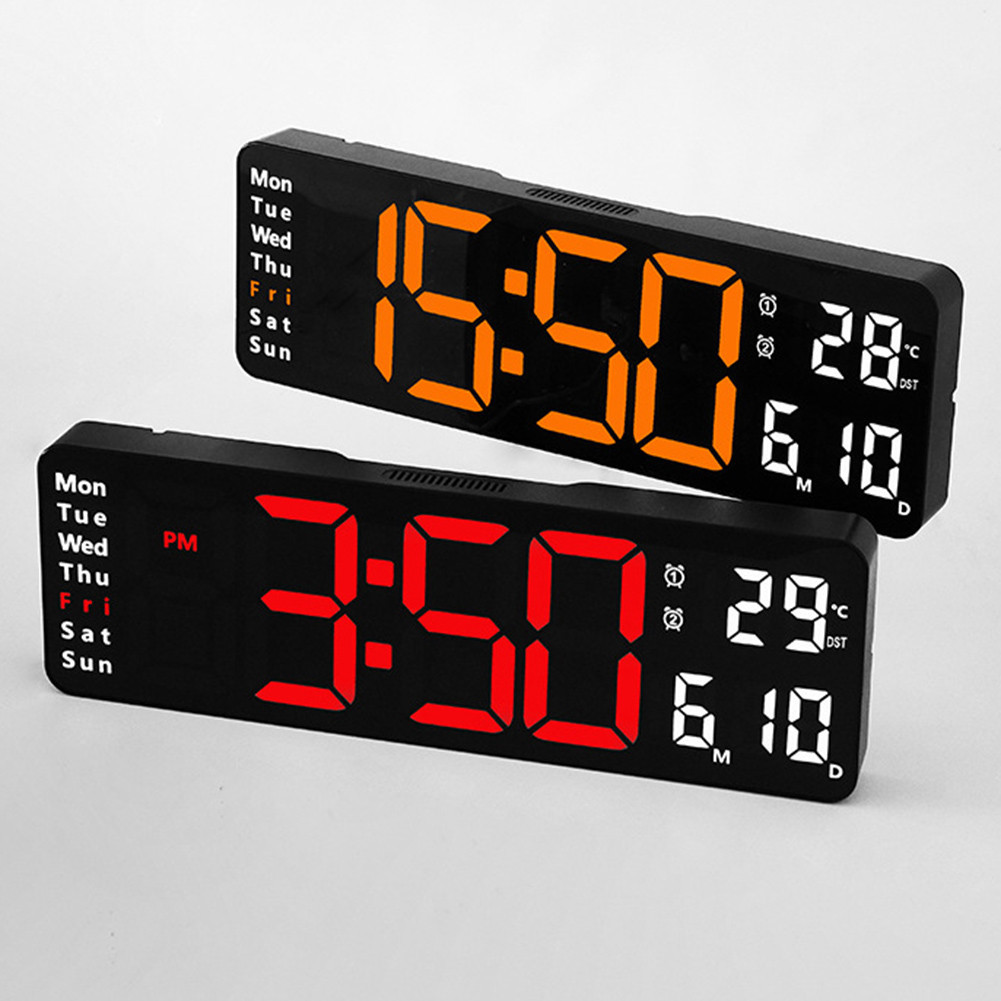 13inch Digital Wall Clock LED Alarm Clock with Calendar Remote Control ...