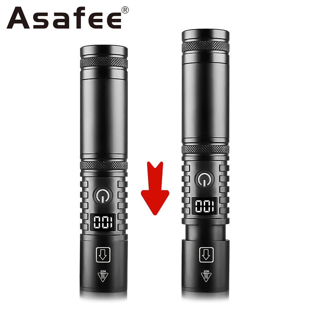 Asafee LED Outdoor Flashlight Telescopic Zoom Torch Rechargeable ...