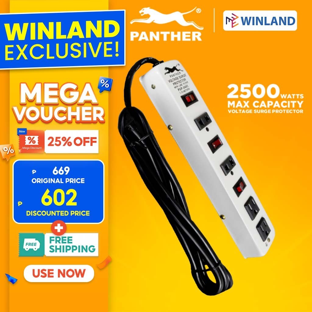 Panther by Winland Extension Power Cable Cord Wire with Voltage Surge ...