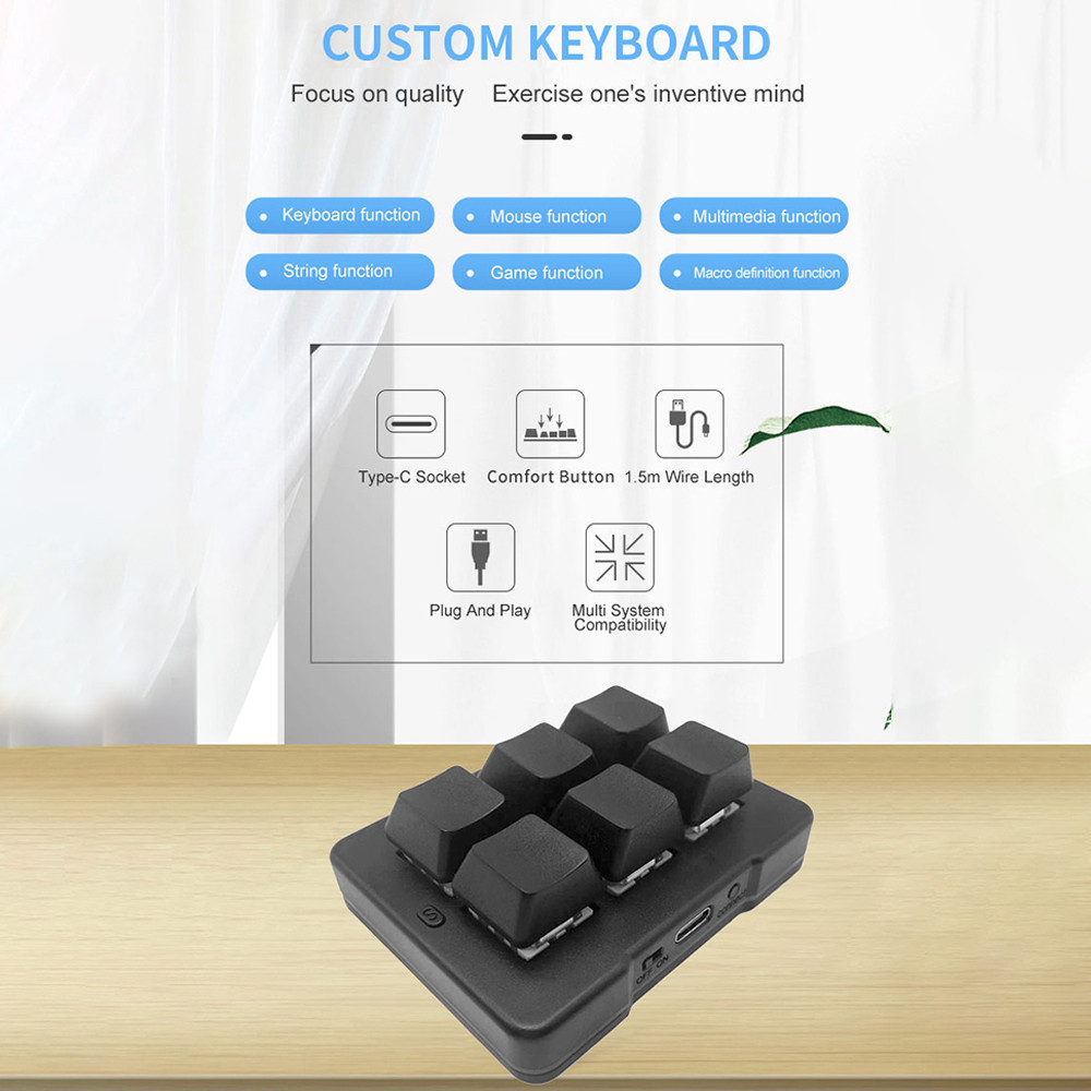 6-Key Keyboard Programmable Tri-mode Wired/2.4G/Bluetooth Mechanical ...