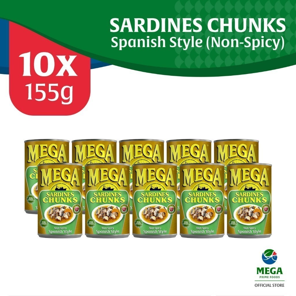 Mega Sardines Chunks Spanish Style 155g (Non-Spicy) by 10's | Shopee ...