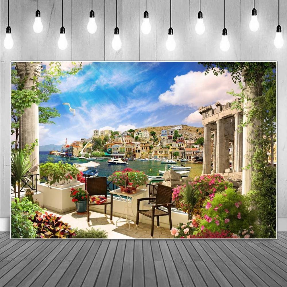 Waterside City Buildings Birthday Decoration Photography Backdrops ...