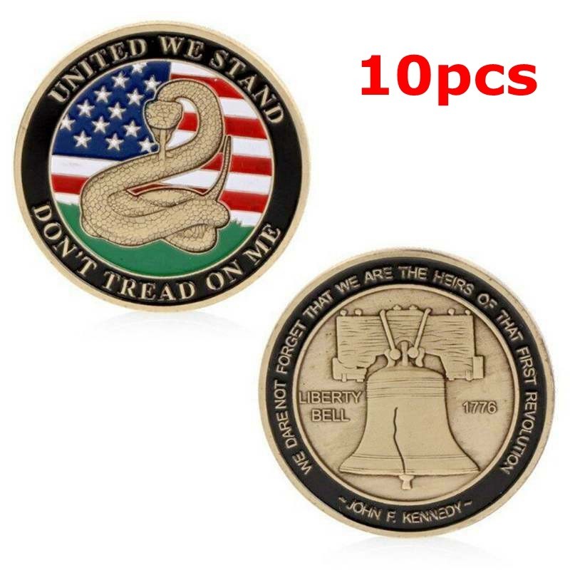 ~10PCS Don't Tread on Me Military Coin US Liberty Bell Challenge Coin ...