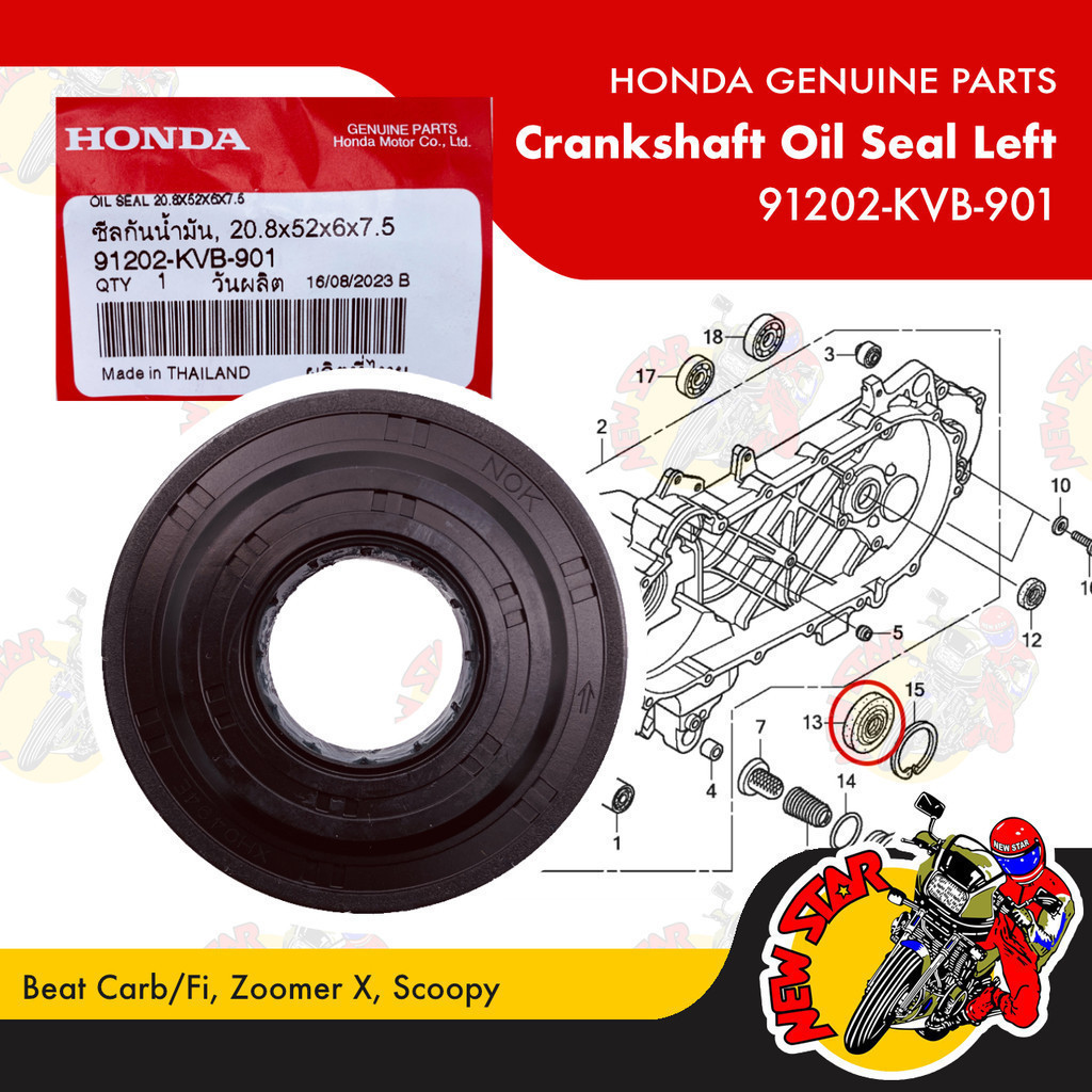 91202-KVB-901 | Crankshaft Oil Seal Left | Genuine Honda parts | Beat ...
