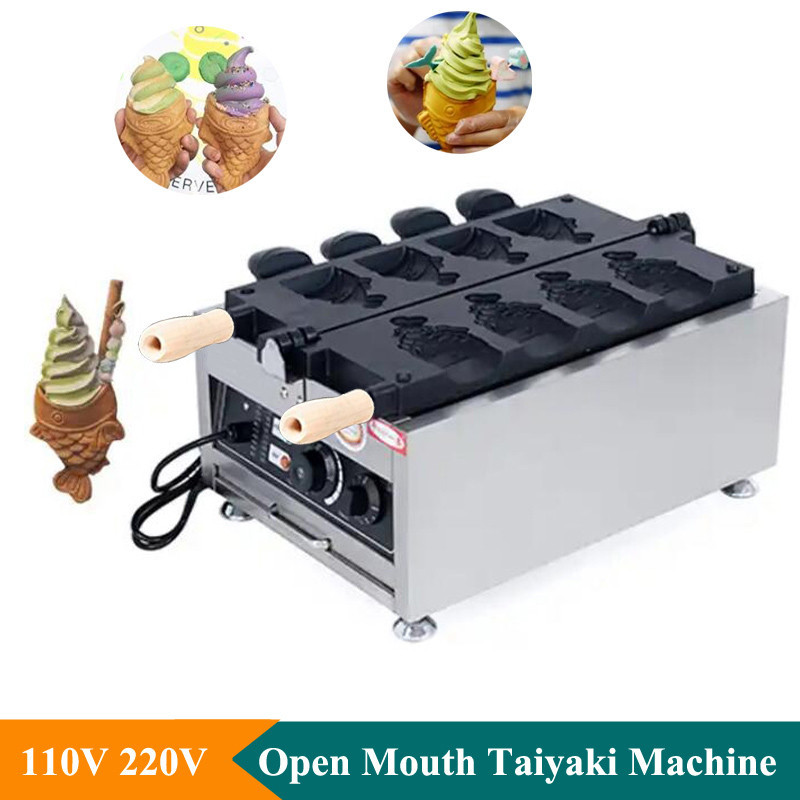 ♣Japanese Fish Cake Waffle Machine Commercial Korean Open Mouth Ice ...