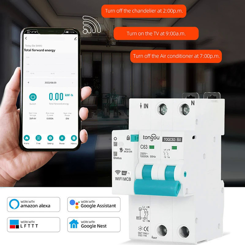 WIFI Measurement Circuit Breaker Smart Life Timer Remote Control ...