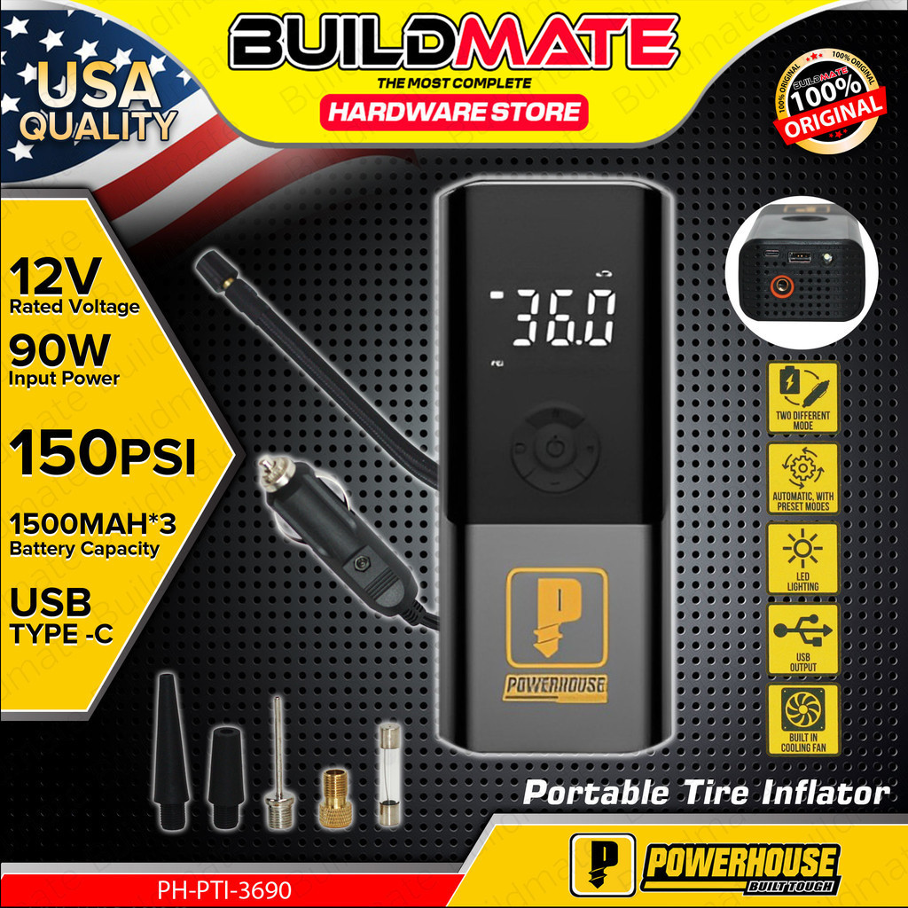 BUILDMATE Powerhouse Specials 12V 150PSI Portable Digital Tire Inflator ...