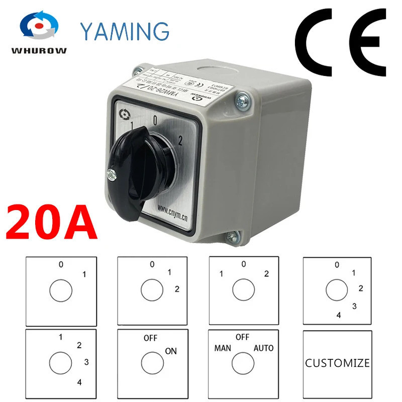 Yaming electric YMW26-20/2M IP65 Changeover rotary cam main switch 20A ...