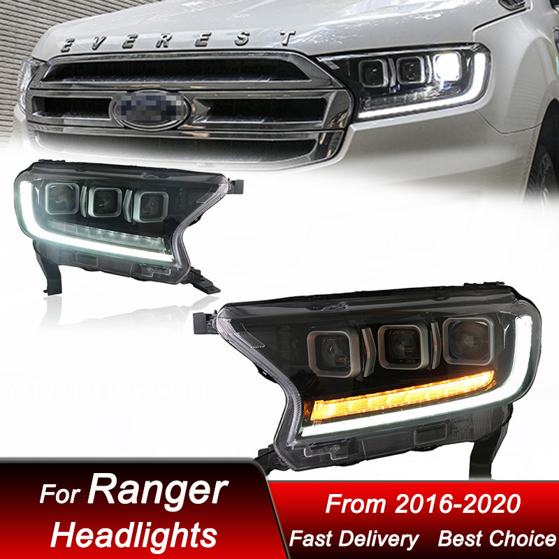 ☪Car Headlights For Ford Ranger 2016-2020 full LED Auto Head lamp ...