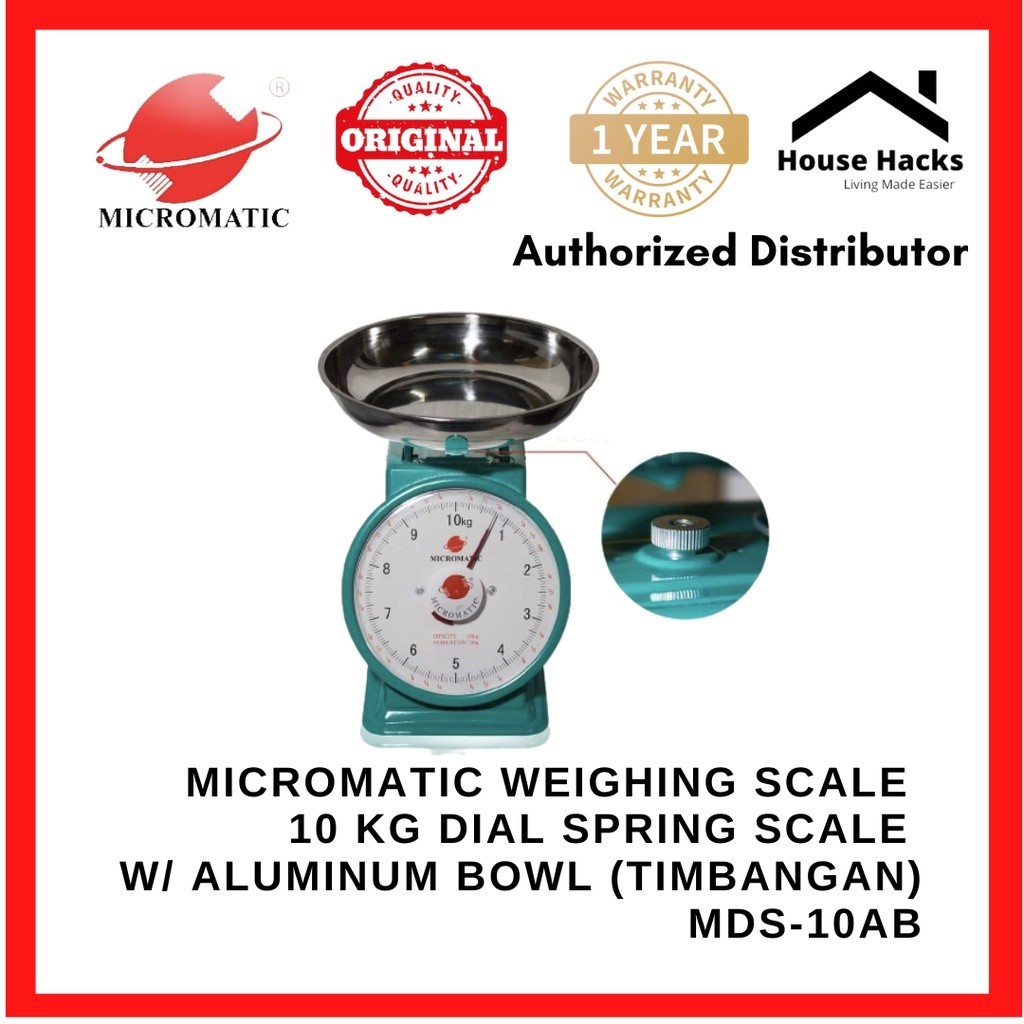 Micromatic Weighing Scale 10 KG Dial Spring Scale w/ Aluminum Bowl ...