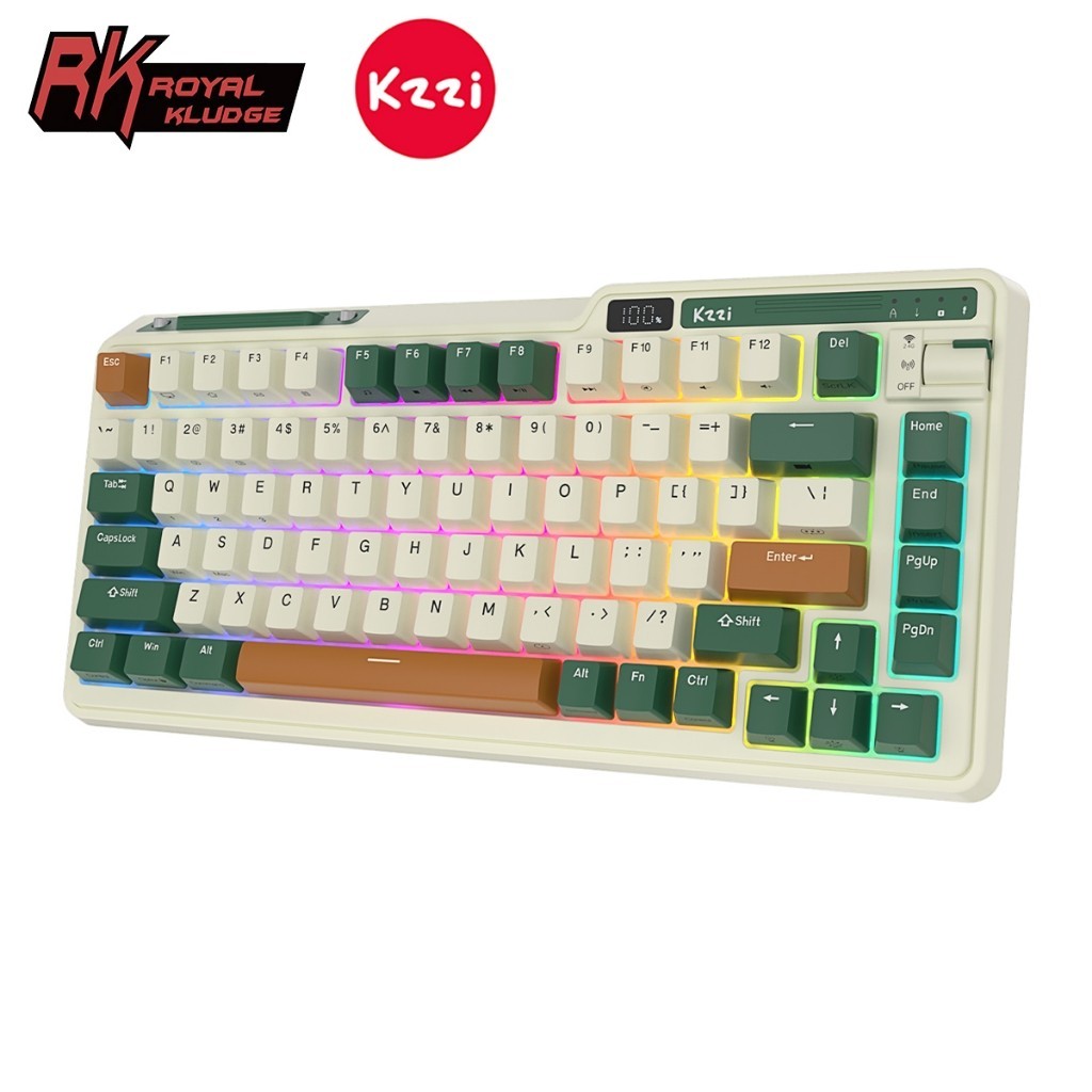 KZZI Kezhi K75 Pro Wireless Three-Mode Mechanical Keyboard Gasket Gaming RGB Gold Powder Fast ...