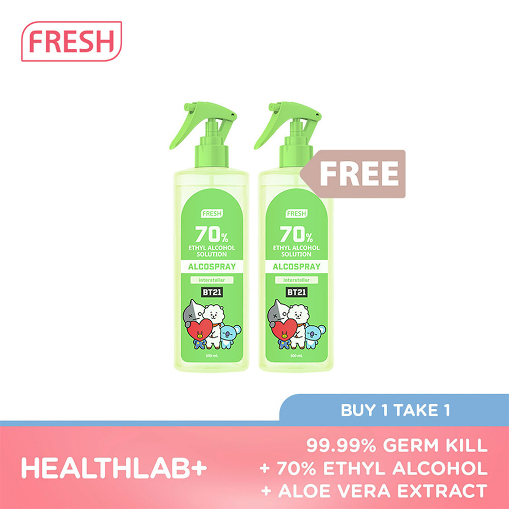 (BUY 1 TAKE 1) FRESH BT21 ETHYL ALCOHOL SOLUTION ALCOSPRAY INTERSTELLAR APPLE GREEN 500ML ...