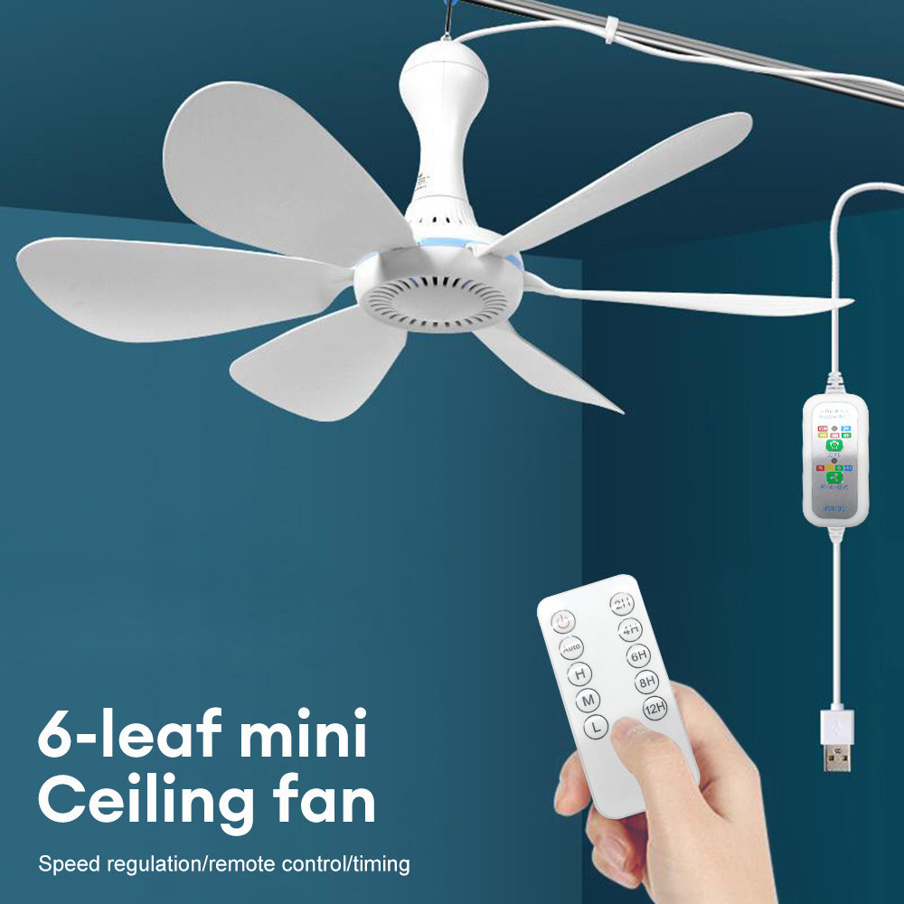 ~Silent 6 Leaves USB Powered Ceiling Canopy Fan with Remote Control ...