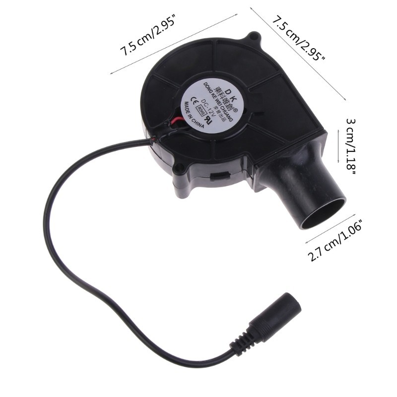 ☢12V BBQ Fan Small Portable Air Blower with Air Collecting Port US/EU ...