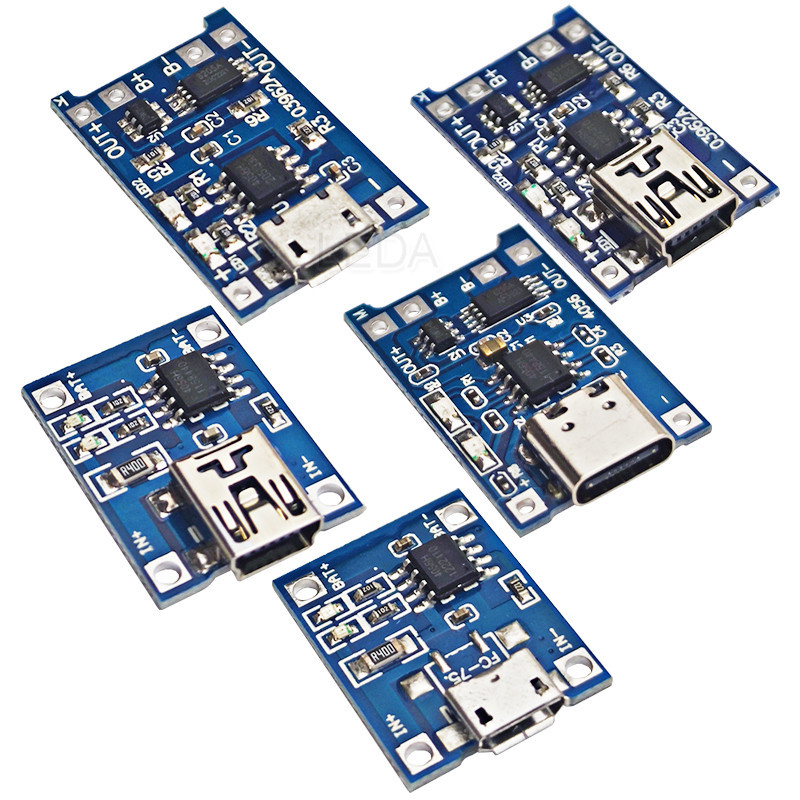 ♡5Pcs Micro USB/Type-C/Mini 5V1A 18650 TP4056 Lithium Battery Charger ...