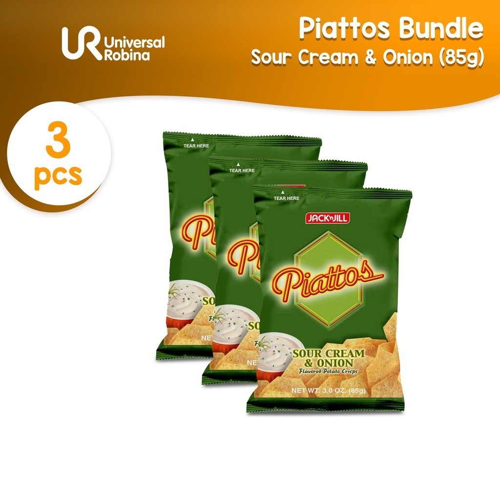 Piattos Sour Cream Flavored Potato Crisps 85g - 3 packs | Shopee ...