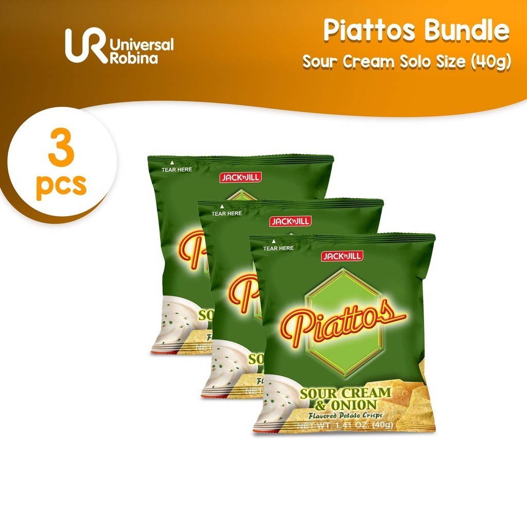 Piattos Sour Cream Flavored Potato Crisps 40g - 3 packs | Shopee ...