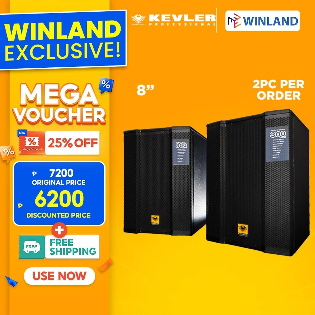 Kevler by Winland 2 pcs 8 inch Karaoke Active Speaker System 300W x 2 with Bluetooth & USB KR ...