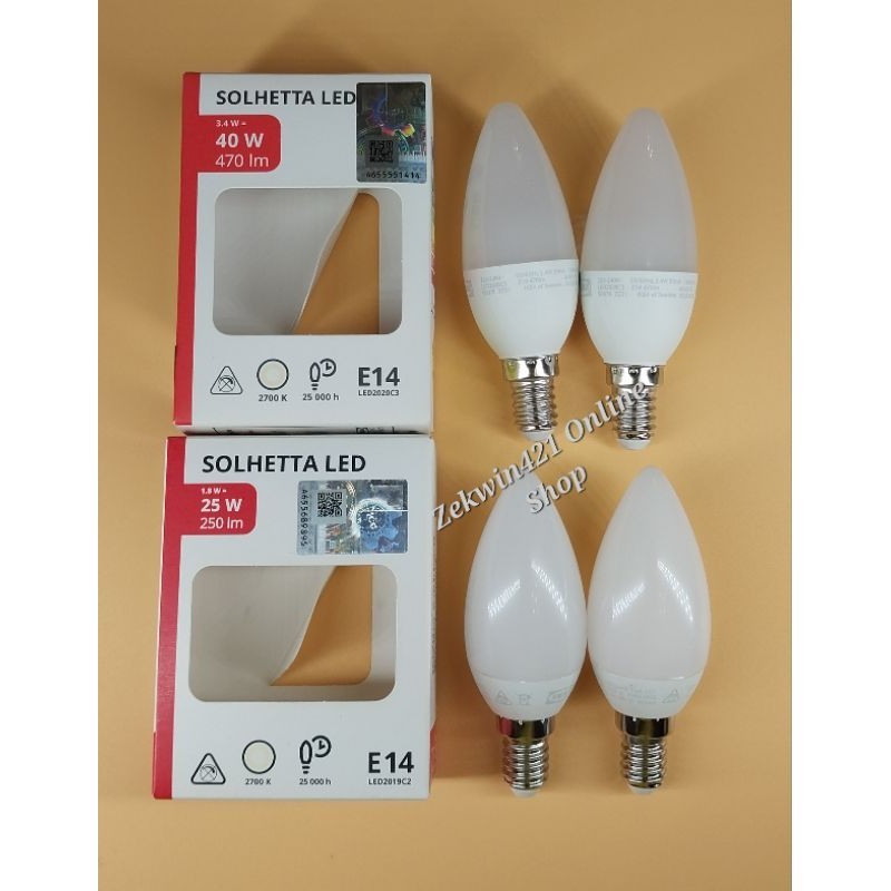 SOLHETTA LED bulb E14 470 lumen/ E14 250 lumen, chandelier/opal (warm white) | Shopee Philippines