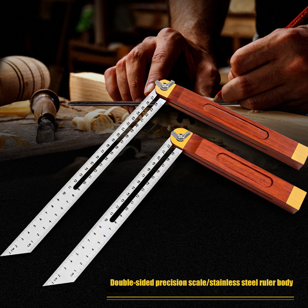Stainless Steel Sliding T-Bevel Measuring Ruler Wooden Marking Angle ...