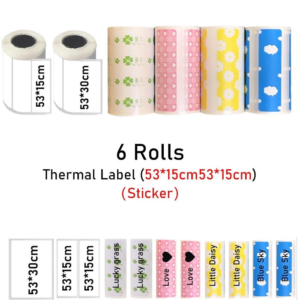 15mm Color Sticker Label White Thermal Label 57mm for Mini Portable ...