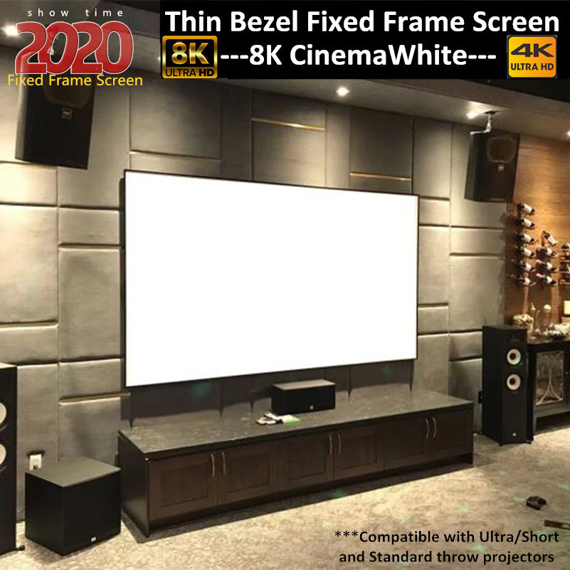 Fixed Frame Projector Screen Wall Mount 16:9 8K 4K Ultra HD 3D Black ...