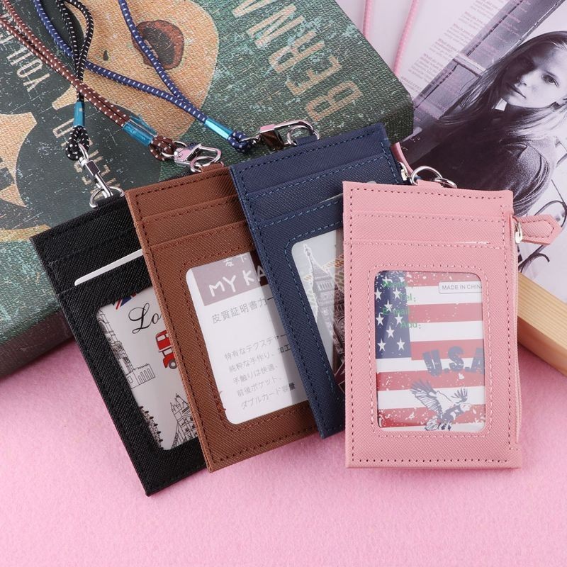 Women Business Card Holder Wallet Men PU Leather ID Cards Holders for ...