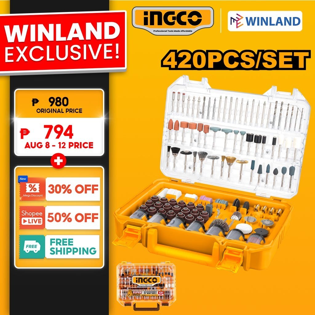Ingco by Winland 420pcs Accessories only Set for Mini Die Grinder Drill ...