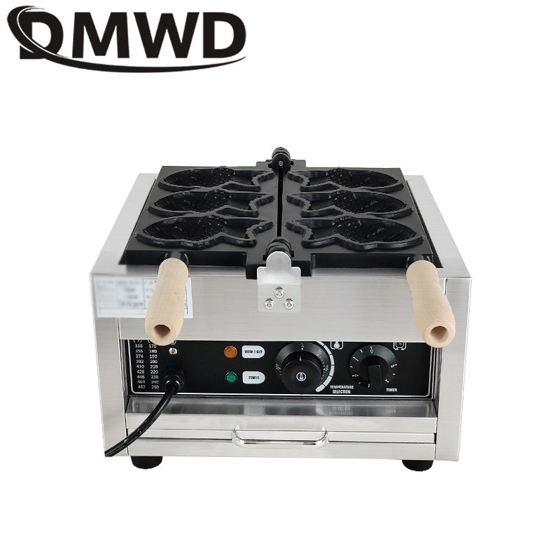 DMWD Electric Fishes Shape Big Fish Cone Waffle Maker Commercial Open ...