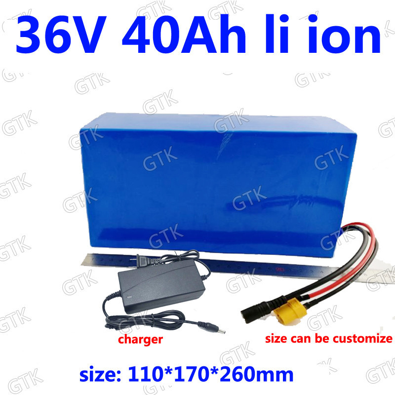 ☇Gtk 10S 36V 40Ah 40A power supply akku lithium ion battery pack xt60 BMS li ion for 1500W ...