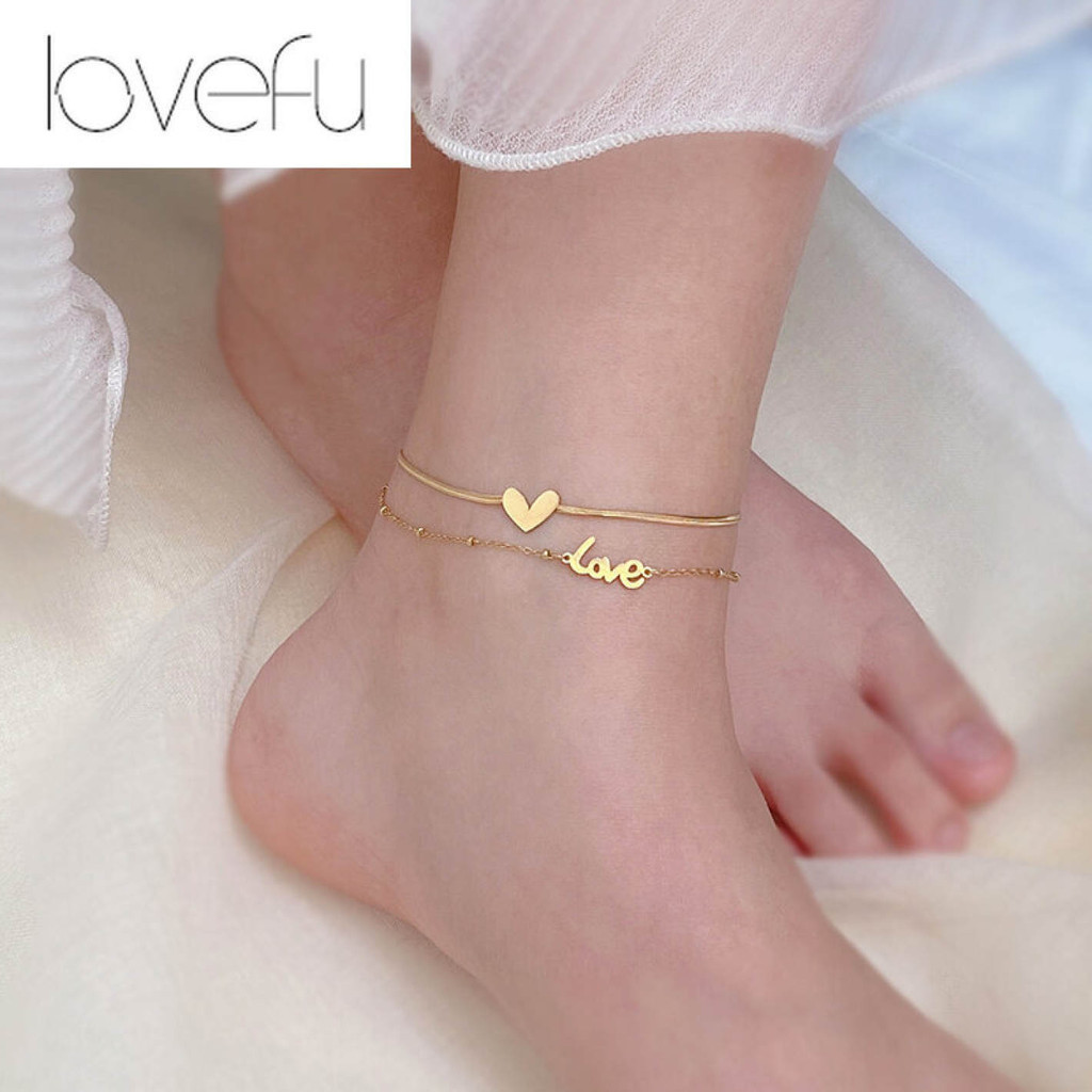 100% original 18K Golden Anklet Women Double Layer Coin INS Normcore ...