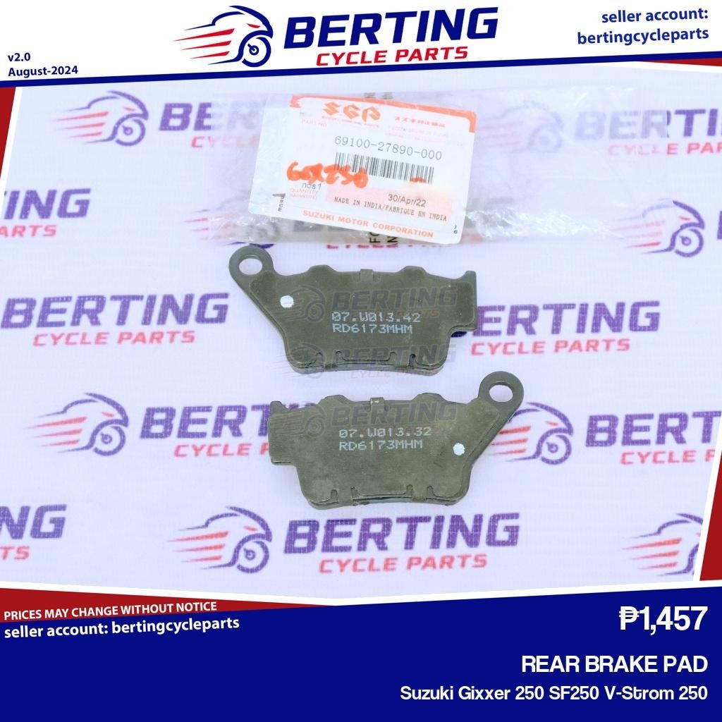 SGP REAR BRAKE PAD Suzuki Gixxer 250 SF250 V-Strom 250 Genuine 69100 ...