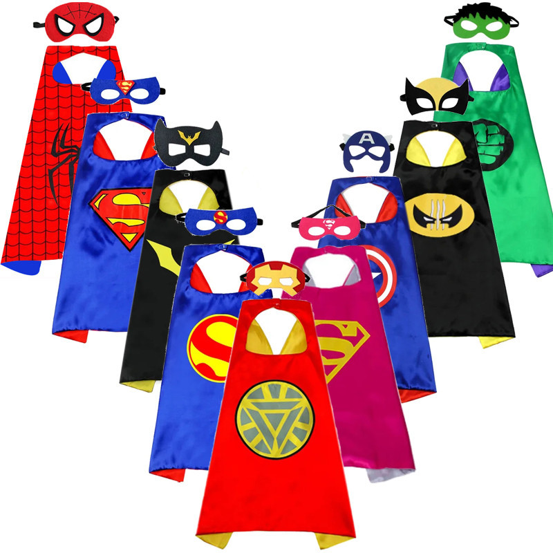 ☂Marvel The Avengers Mask Cape Cloak Anime SpiderMan Batman Cloak ...