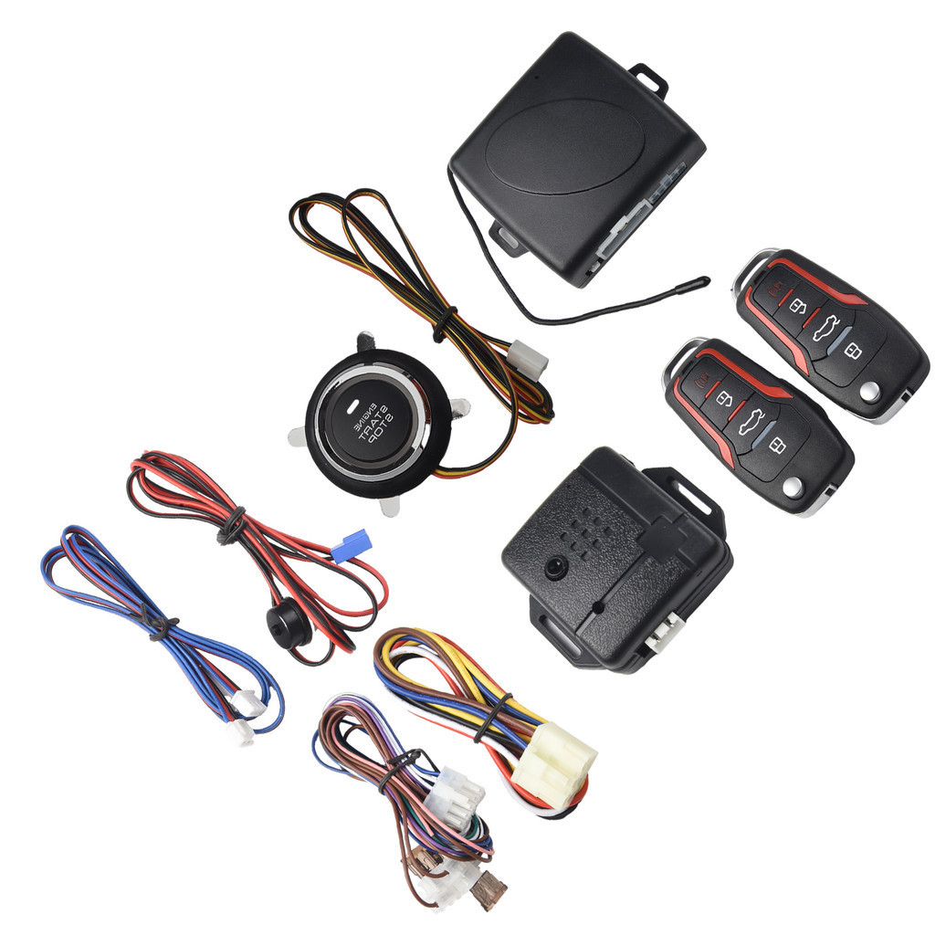 유12V Car Keyless Entry System Engine Alarm System Push One-button ...