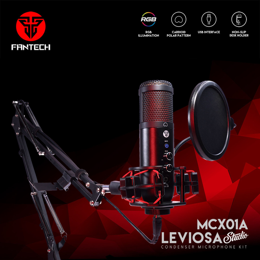 HOB Fantech Mcx01 MCX01A AC902 Leviosa Professional Condenser Microphone RGB Illumination Good ...