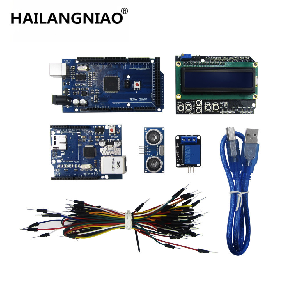 new Mega 2560 r3 for kit + HC-SR04 +breadboard cable + relay module+ ...